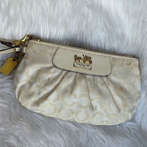 Coach | Bags | Coach Signature Canvas Pleated Wristlet | Poshmark